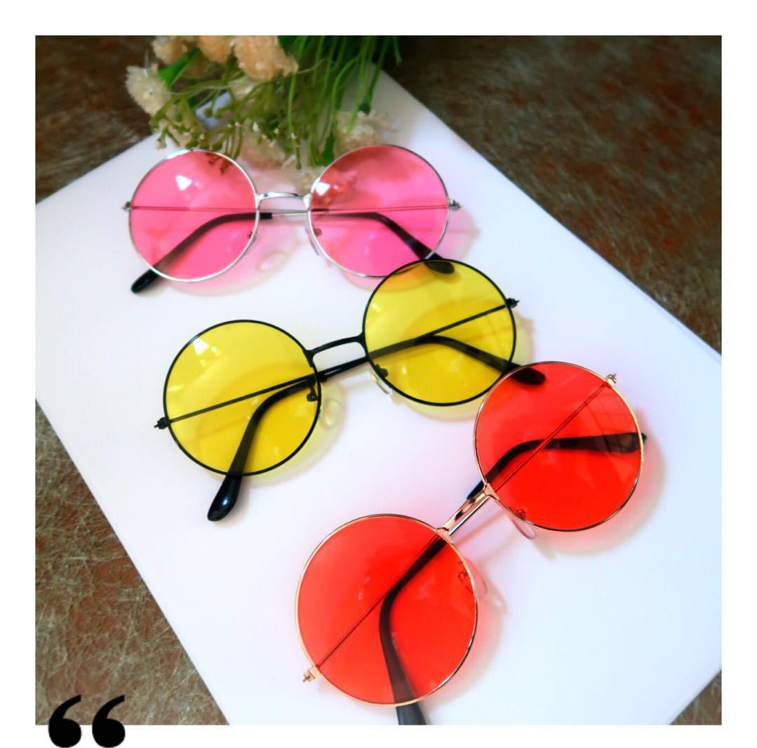 Yellow Retro 80s Round Frame Sunglasses – Kids Book Week Costumes